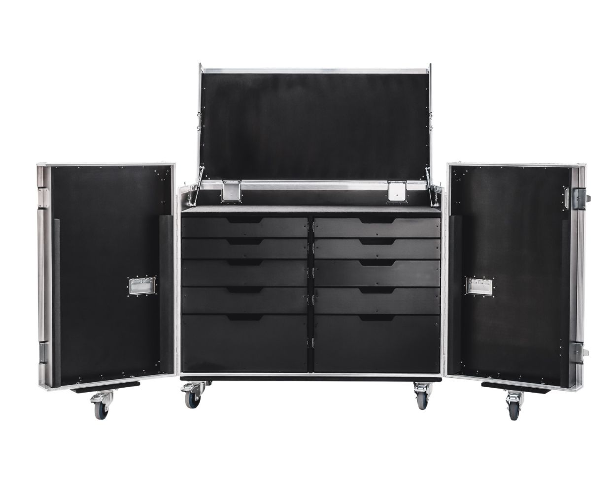 10 Drawer Tool Production Flight Case with Hinged Lid | NSP Cases