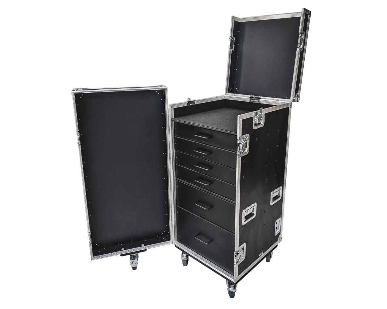 6 Drawer Crew Tool Flight Case with Hinged Lids | NSP Cases